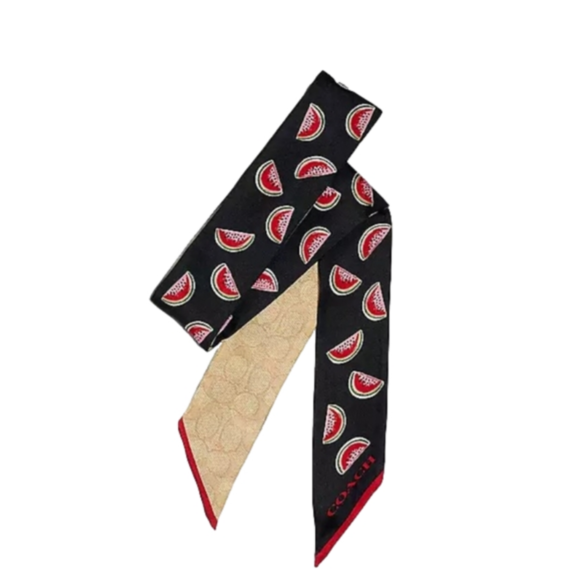 Coach | Accessories | Coach Signature Watermelon Silk Skinny Scarf ...